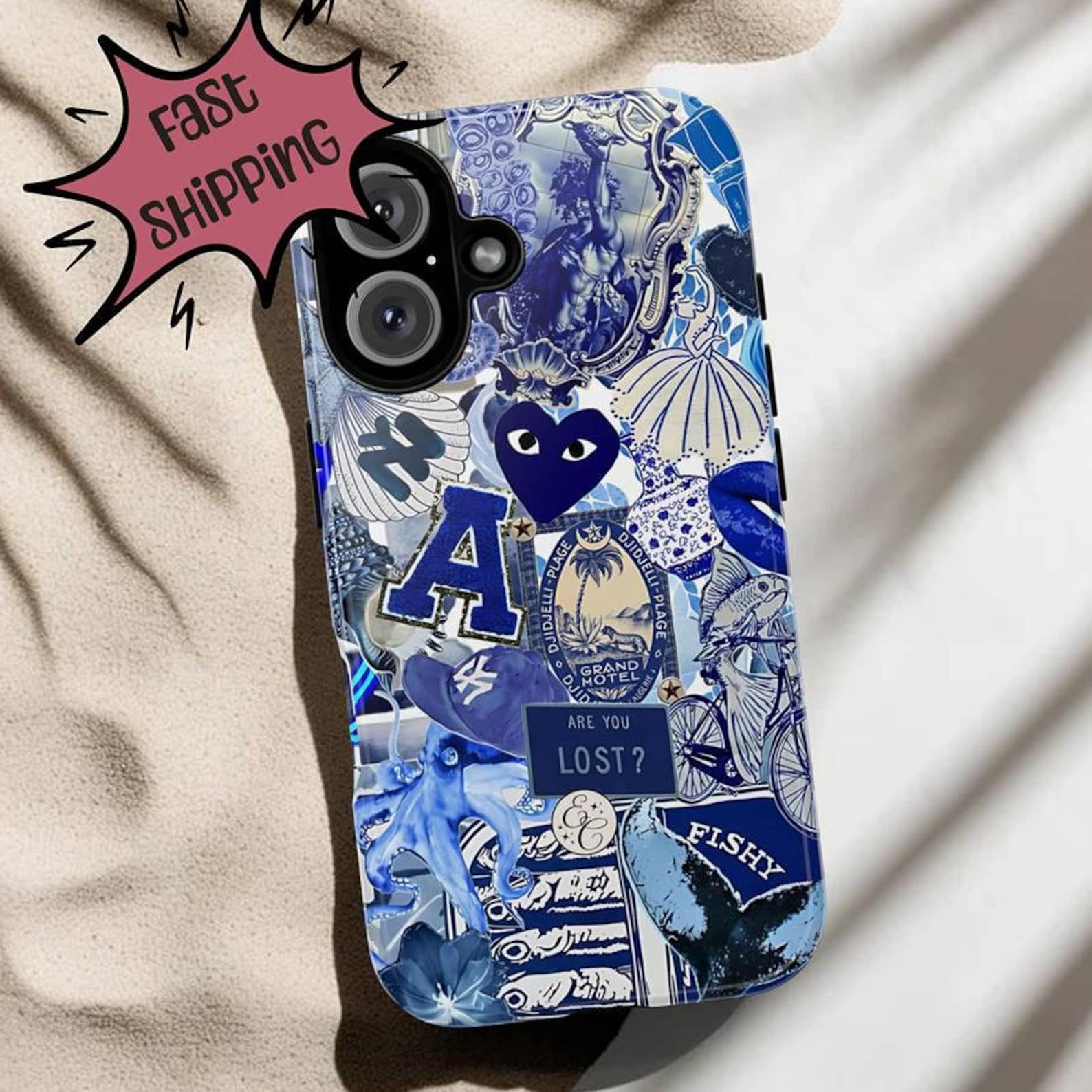 Artistic Collage Heart Vintage Graphics Case iPhone 17 through 11 Pro ...