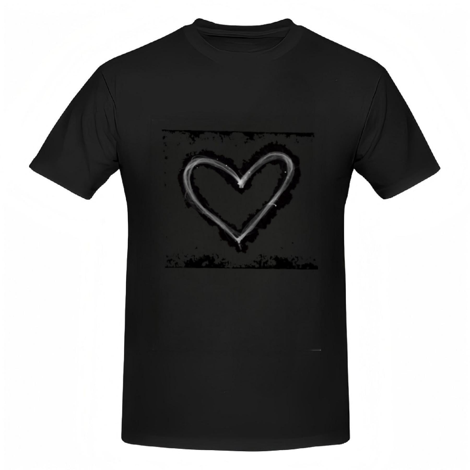 Artistic Cotton Short Sleeve T-Shirt for Women - Hand - Drawn Heart ...