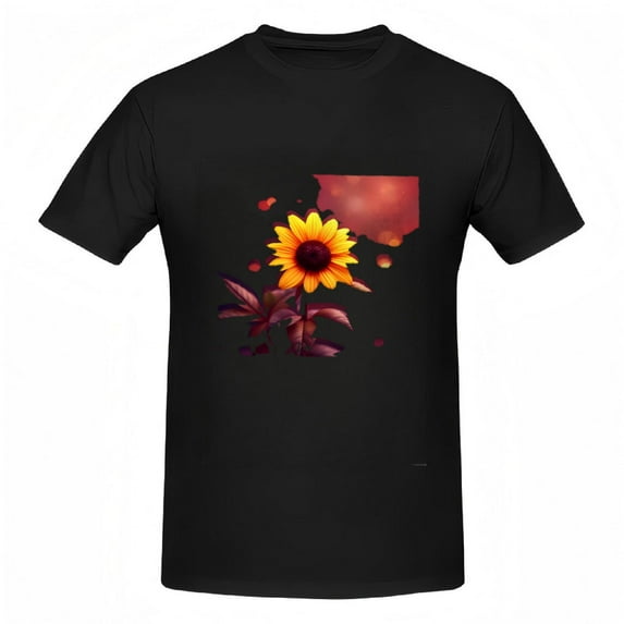 Artistic Cotton Short Sleeve T-Shirts for Women - Vibrant Sunflower ...