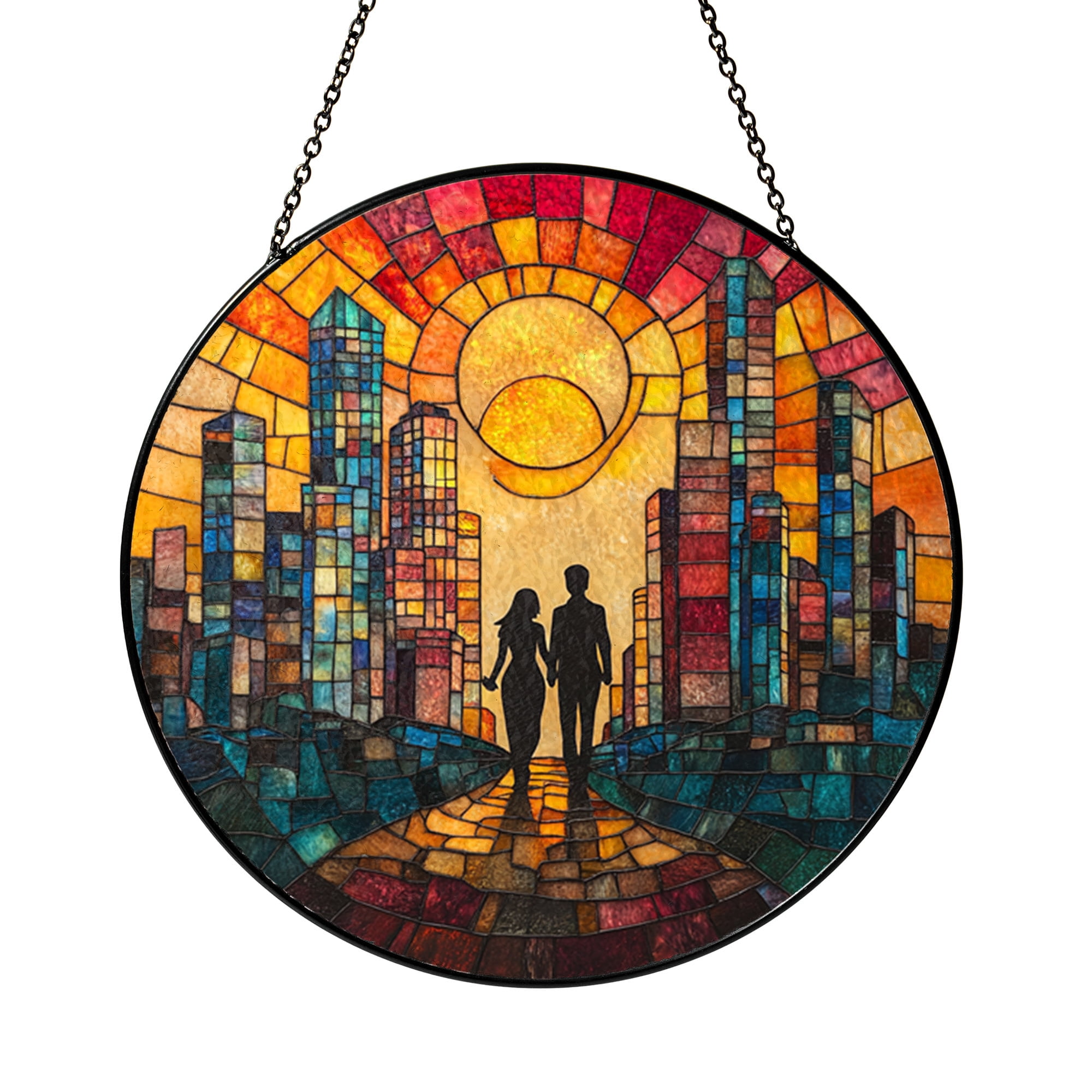 Artistic Couple Window Hanging – Stained Glass Style Decorative ...