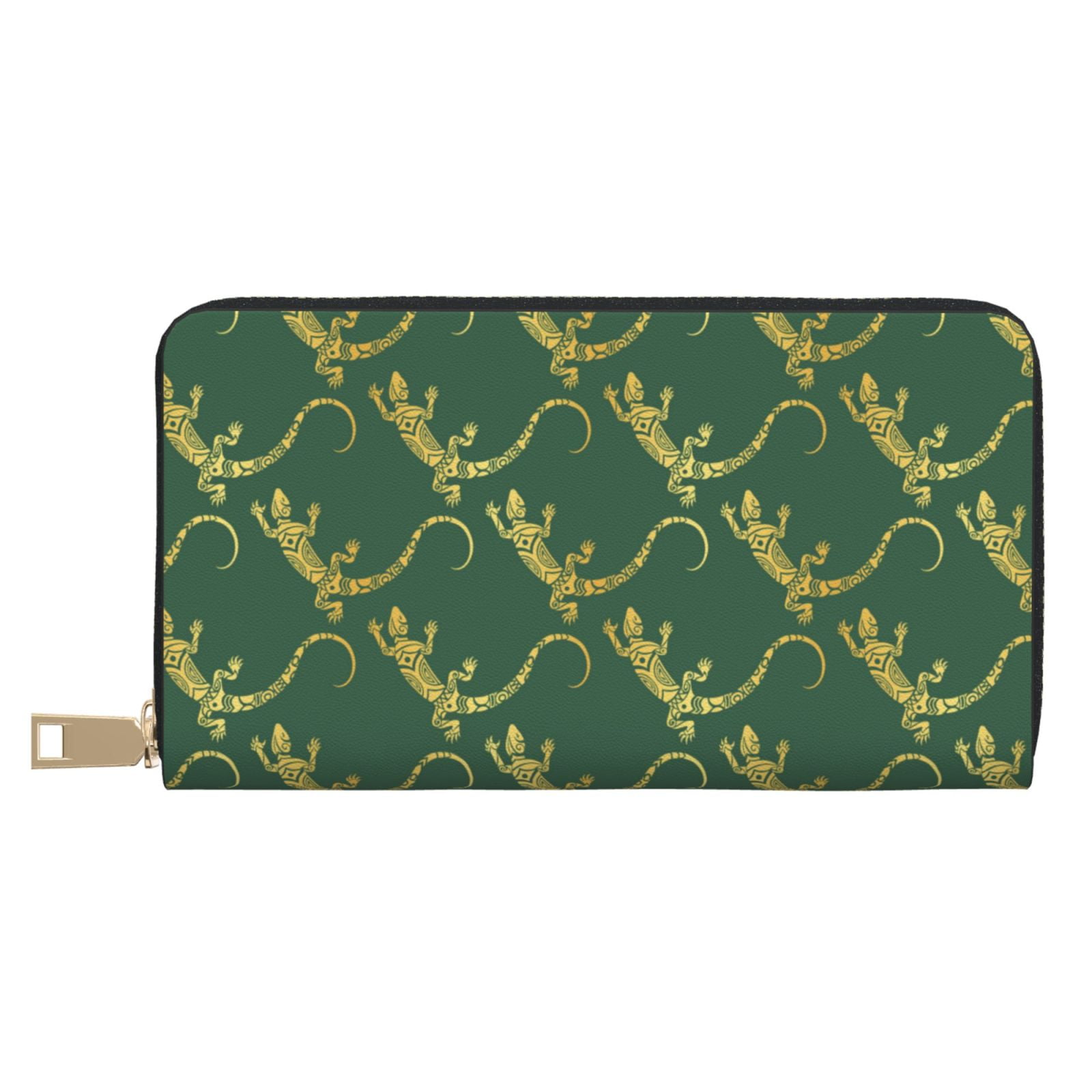 Artistic Cute Lizard Gecko Green Wallet Women, Leather Bifold Multi ...