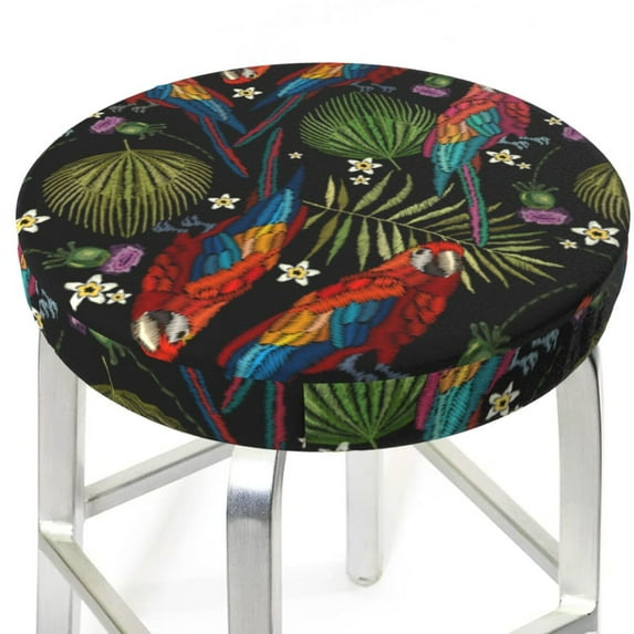 Artistic Cute Parrot Plant Flower Bar Stool Covers - Stretch Round Seat ...