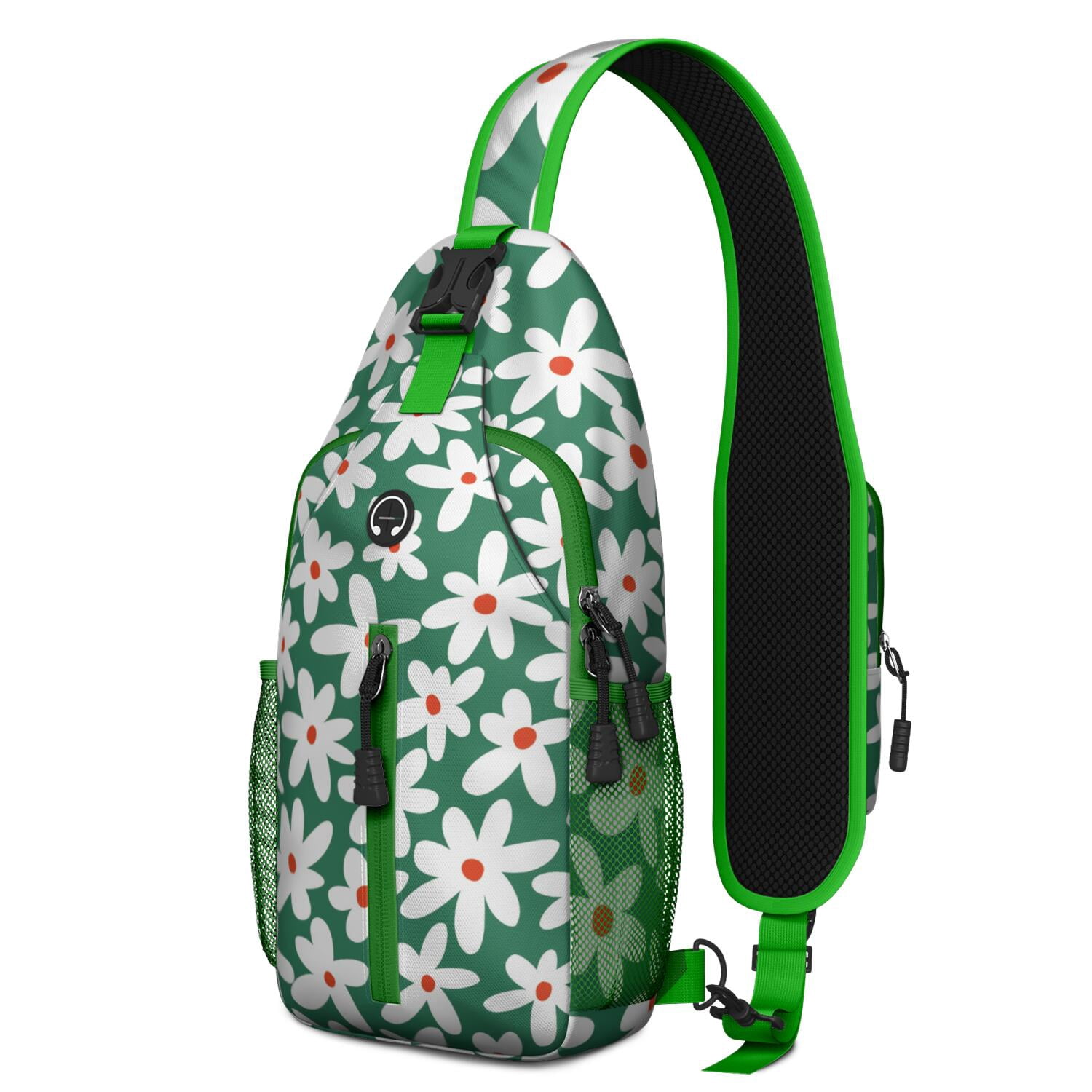 Artistic Daisy and Wildflower Print Sling Backpack – Durable, Water ...