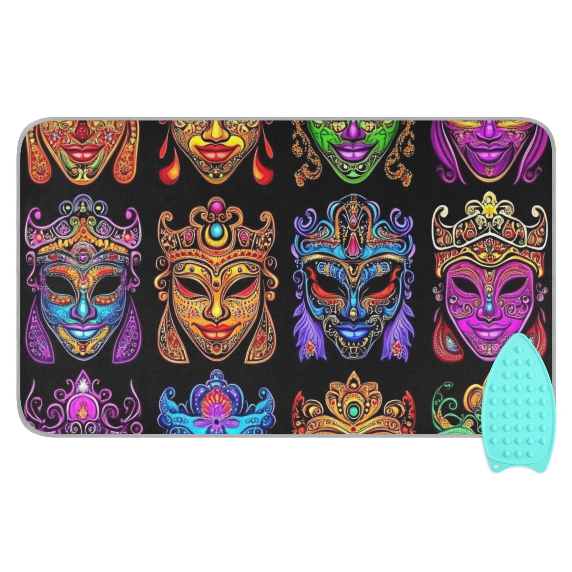 Artistic Decorative Masks Ironing Mat Blanket for Table Top Travel ...