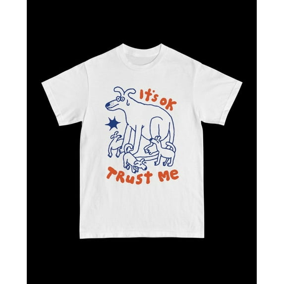 Artistic Dog Doodle Illustration Tee, Playful Cartoon Line Art Style ...