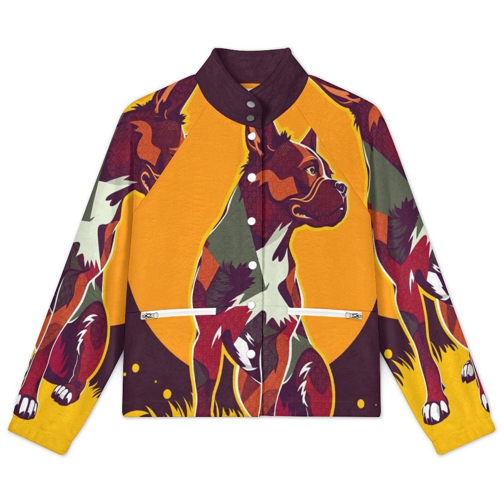 Artistic Dog Sunset Design Warm Plush Jacket Women Autumn Winter Long ...