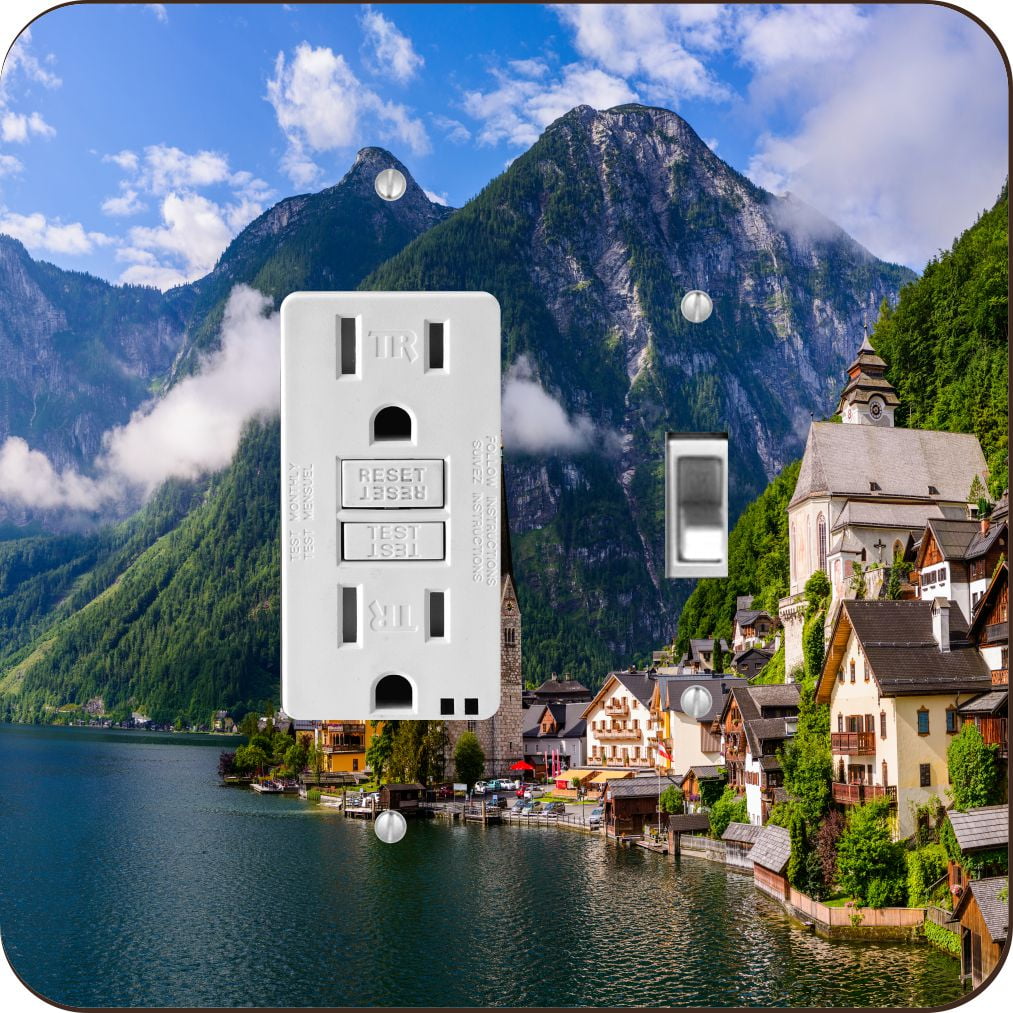 Artistic Donna - Hallstatt mountain village, Austrian Alps -Toggle GFI Switch Plate Cover ...