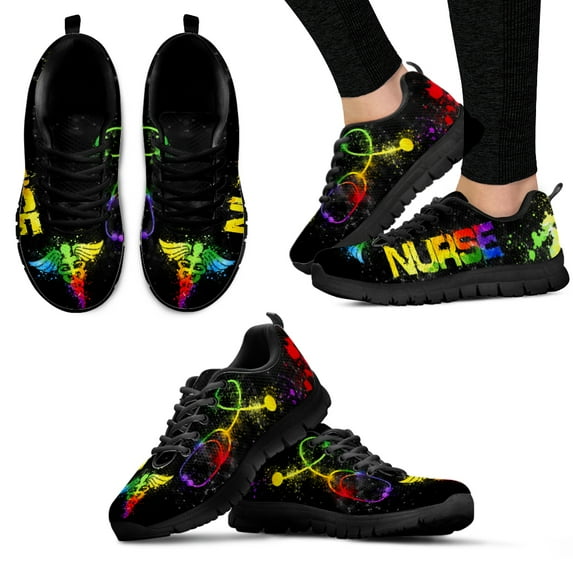 Artistic Doodle Design Luxury Brand Fashion Sneakers Black Nurse Print ...