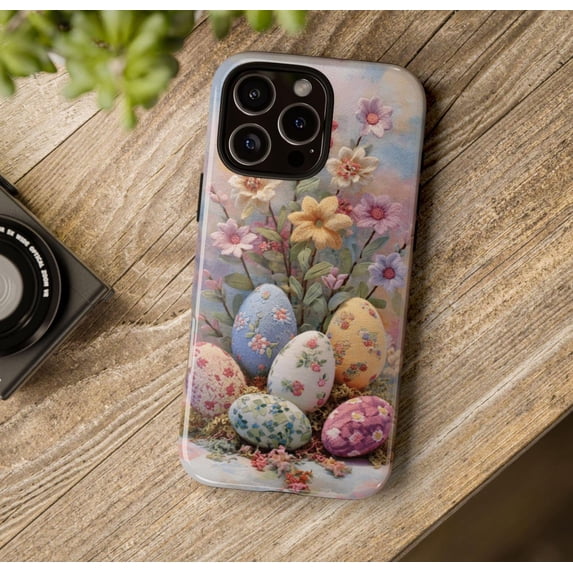 Artistic Easter Eggs & Floral Phone Case iPhone 17 to 11 Pro Max ...