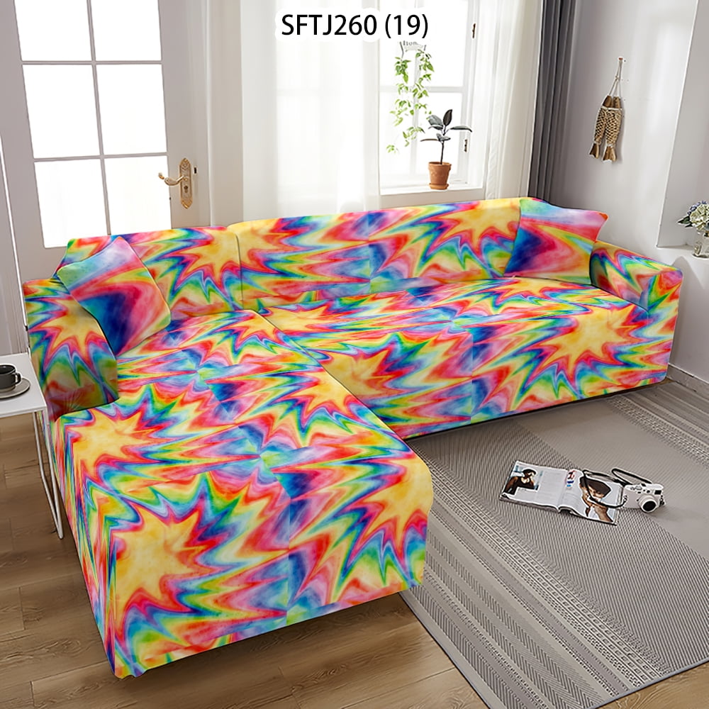 Artistic Effect Color Oil Painting Beauty Sofs Covers Corner Shaped Chaise Longue Sofa Slipcover ...