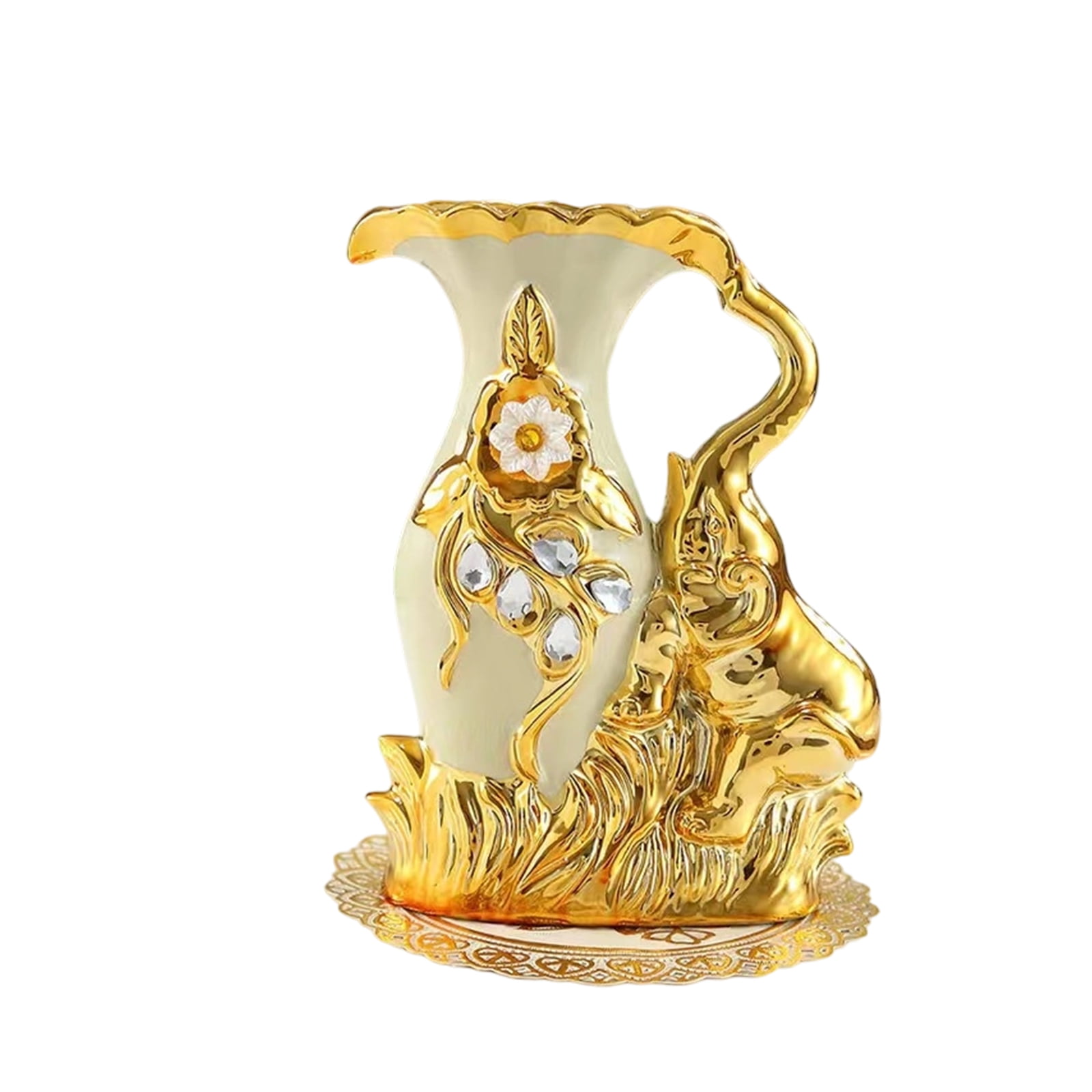 Artistic Elephant Statue Ceramic Flower Container - Elegant Table Decor ...
