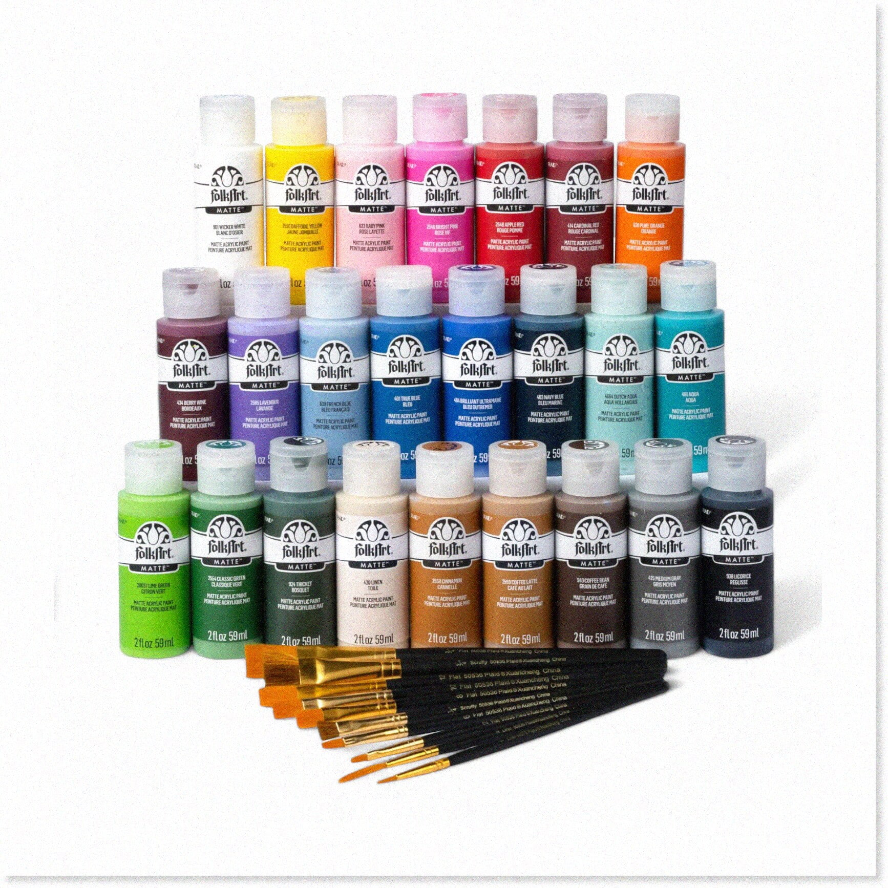 Artistic Expressions 24-Piece Acrylic Paint Set with 10 Brushes - 2oz ...