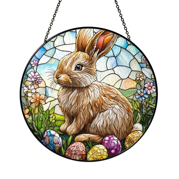 Artistic Fantasy Bunny Stained Glass Suncatcher Window Decor, Spring ...