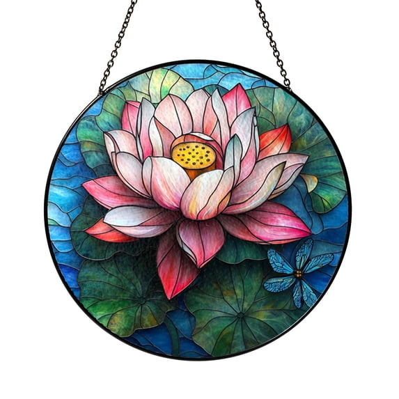 Artistic Fantasy Dragonfly Floral Stained Glass Suncatcher Window Decor ...