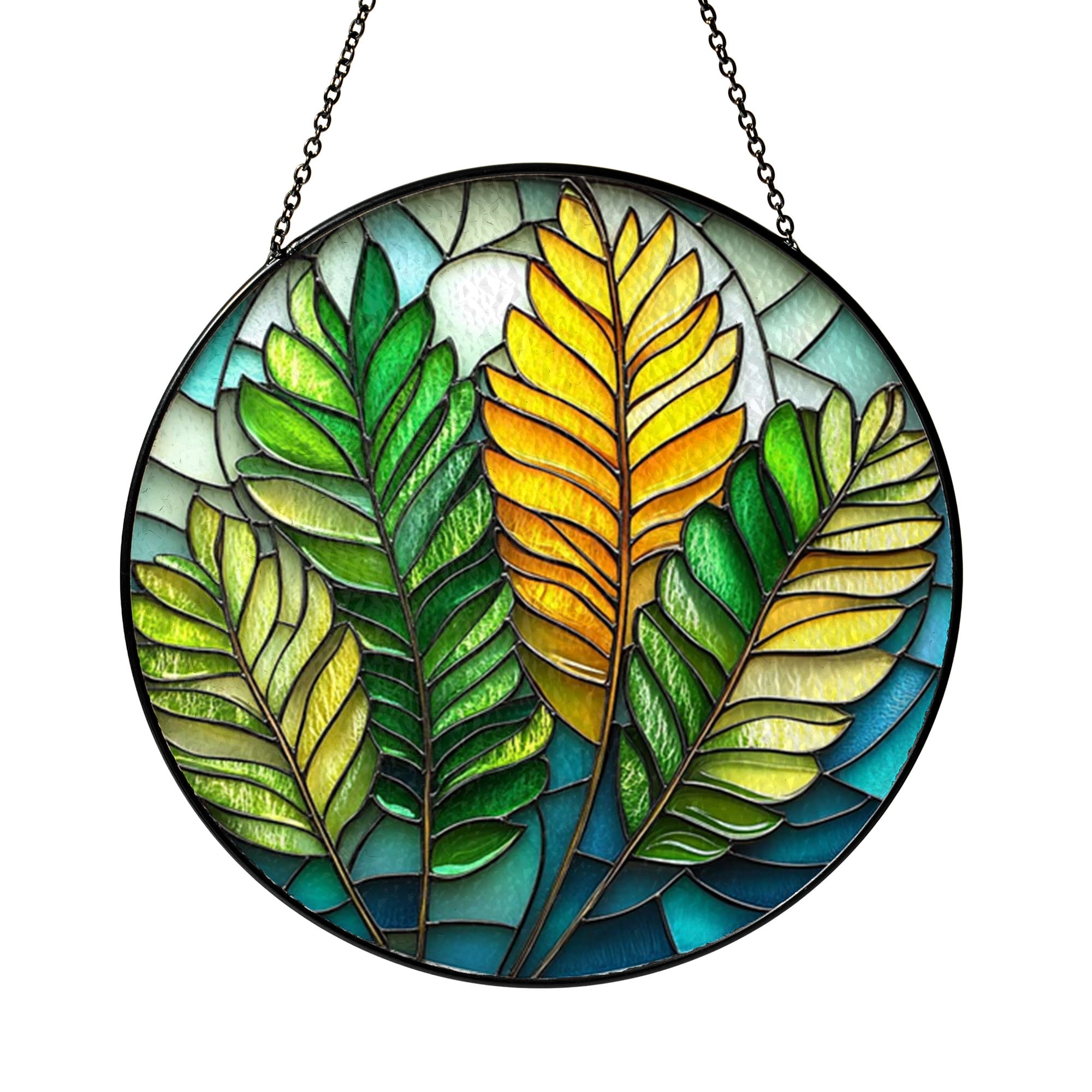 Artistic Fantasy Fern Botanical Stained Glass Suncatcher Window Decor ...