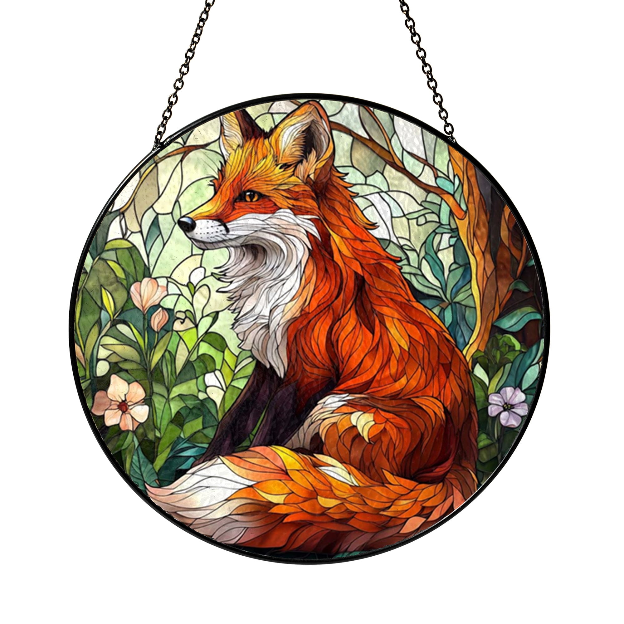 Artistic Fantasy Fox Stained Glass Suncatcher Window Decor, Woodland ...
