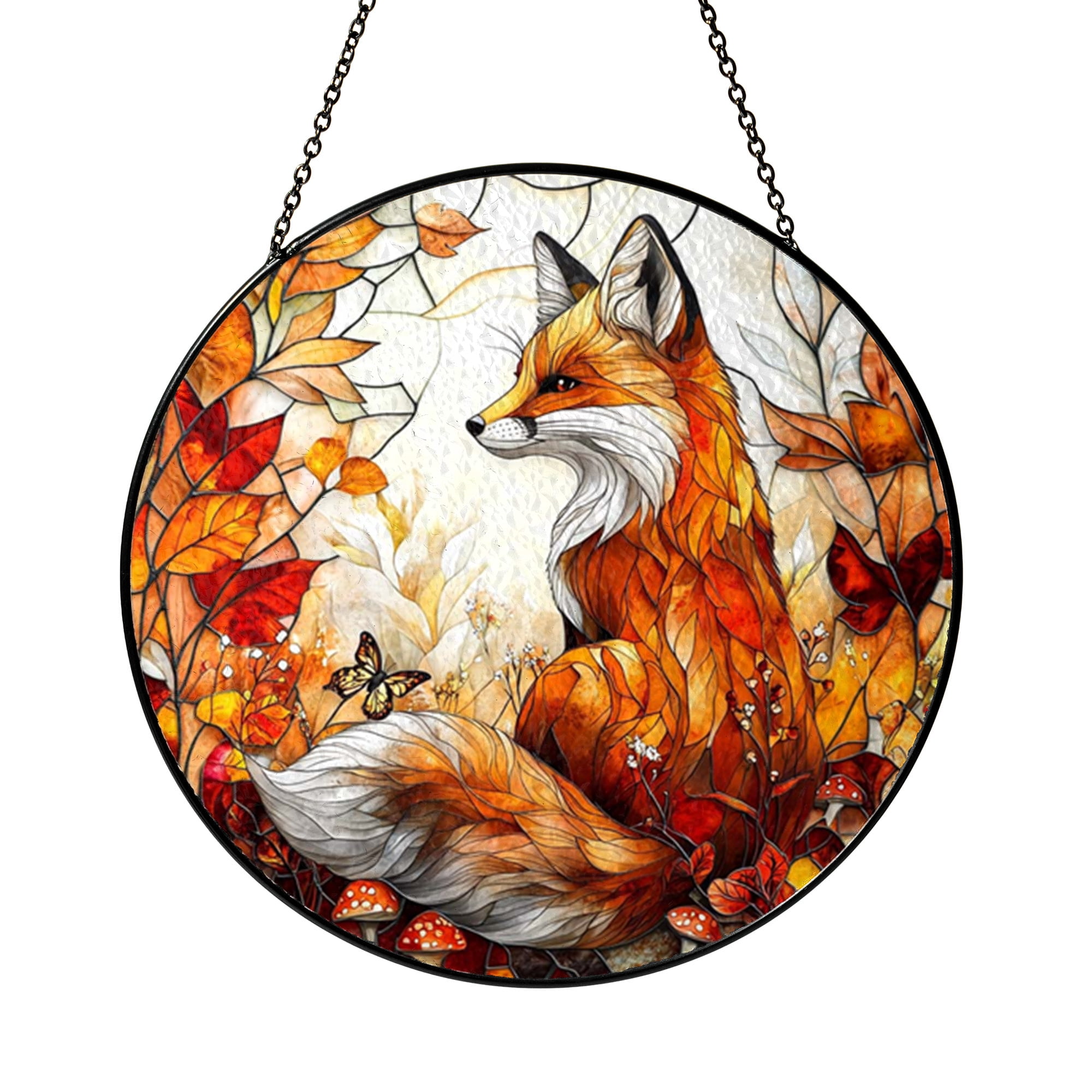 Artistic Fantasy Fox Stained Glass Suncatcher Window Decor, Woodland ...