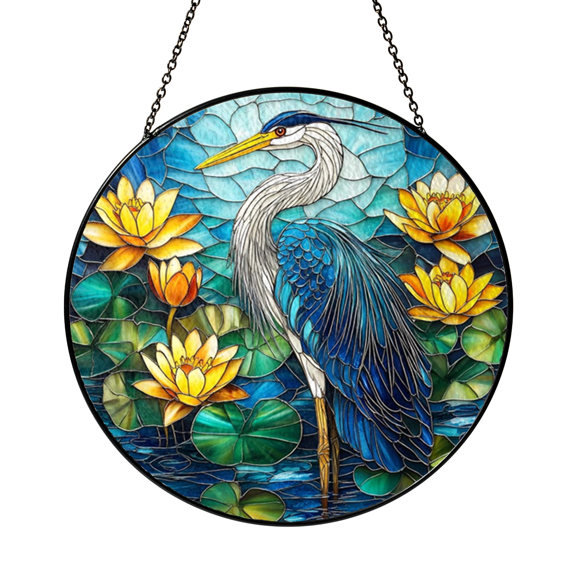 Artistic Fantasy Heron Bird Stained Glass Suncatcher Window Decor ...