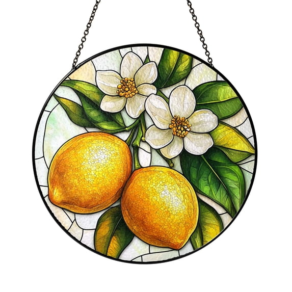 Artistic Fantasy Lemon Branch Stained Glass Suncatcher Window Decor ...