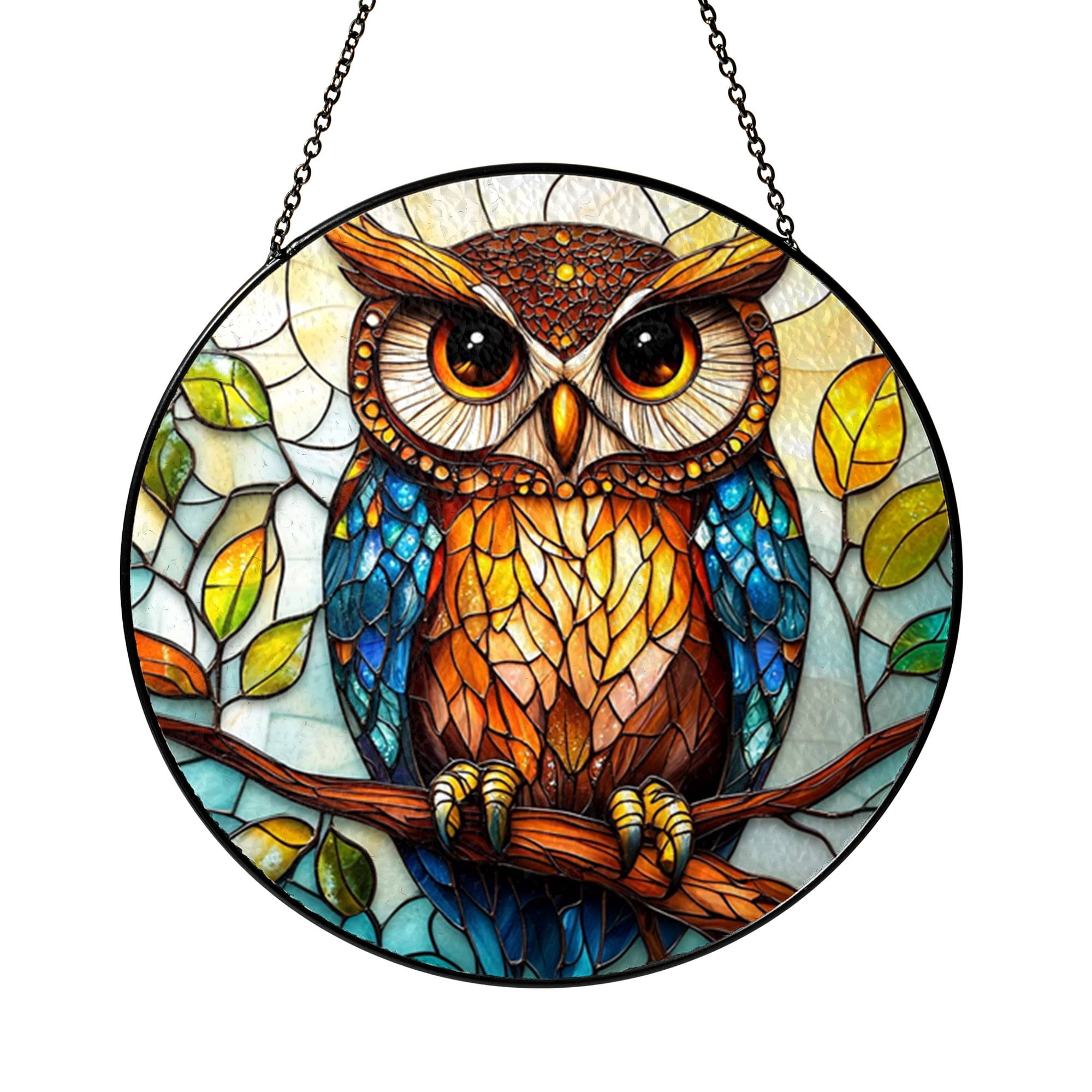 Artistic Fantasy Owl Stained Glass Suncatcher Window Decor, Decorative ...