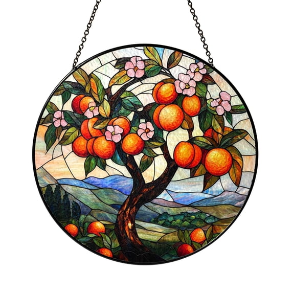 Artistic Fantasy Peaches Stained Glass Suncatcher Window Decor, Fruit ...