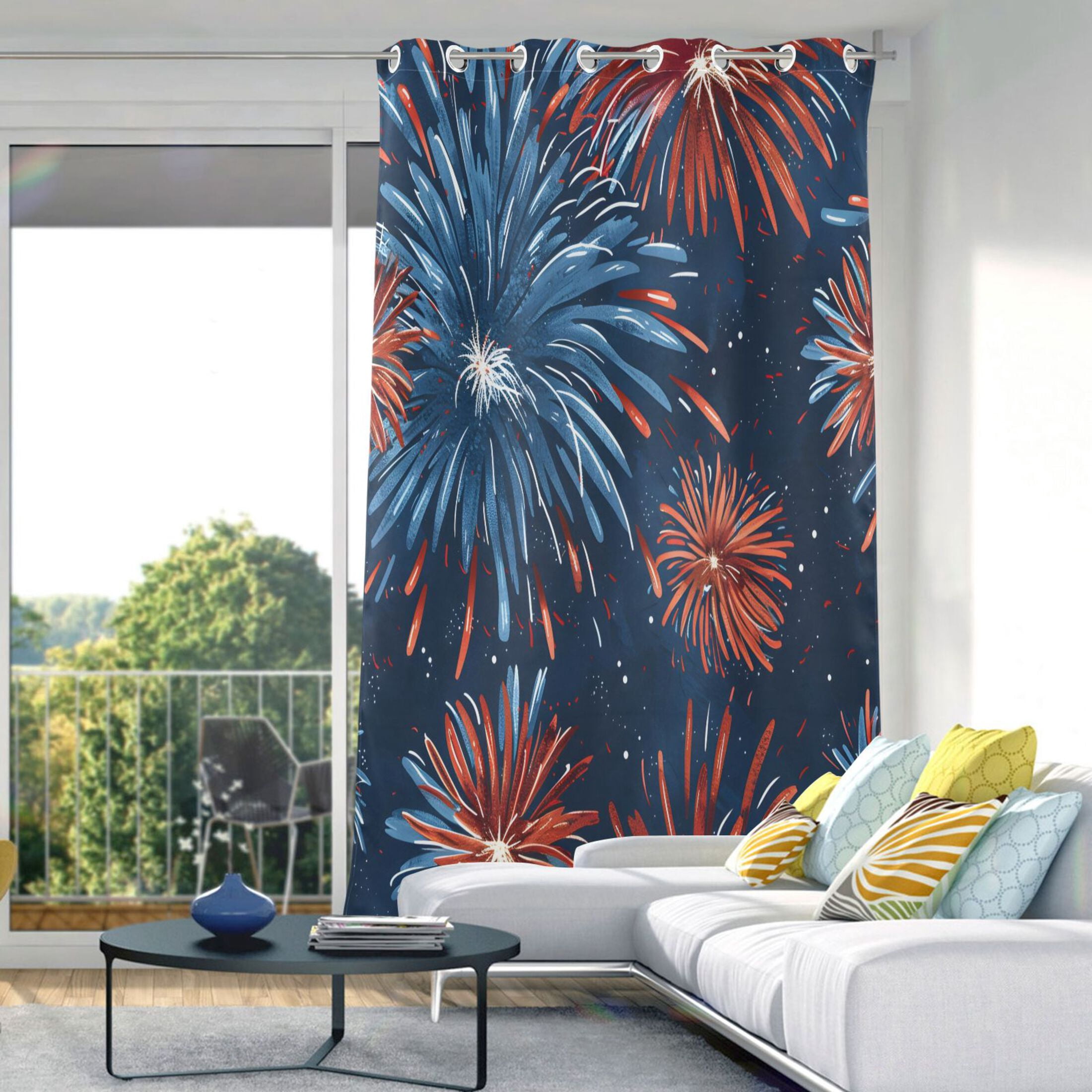 Artistic Fireworks Blackout Curtains 84"x42" Thermal Insulated Curtain ...
