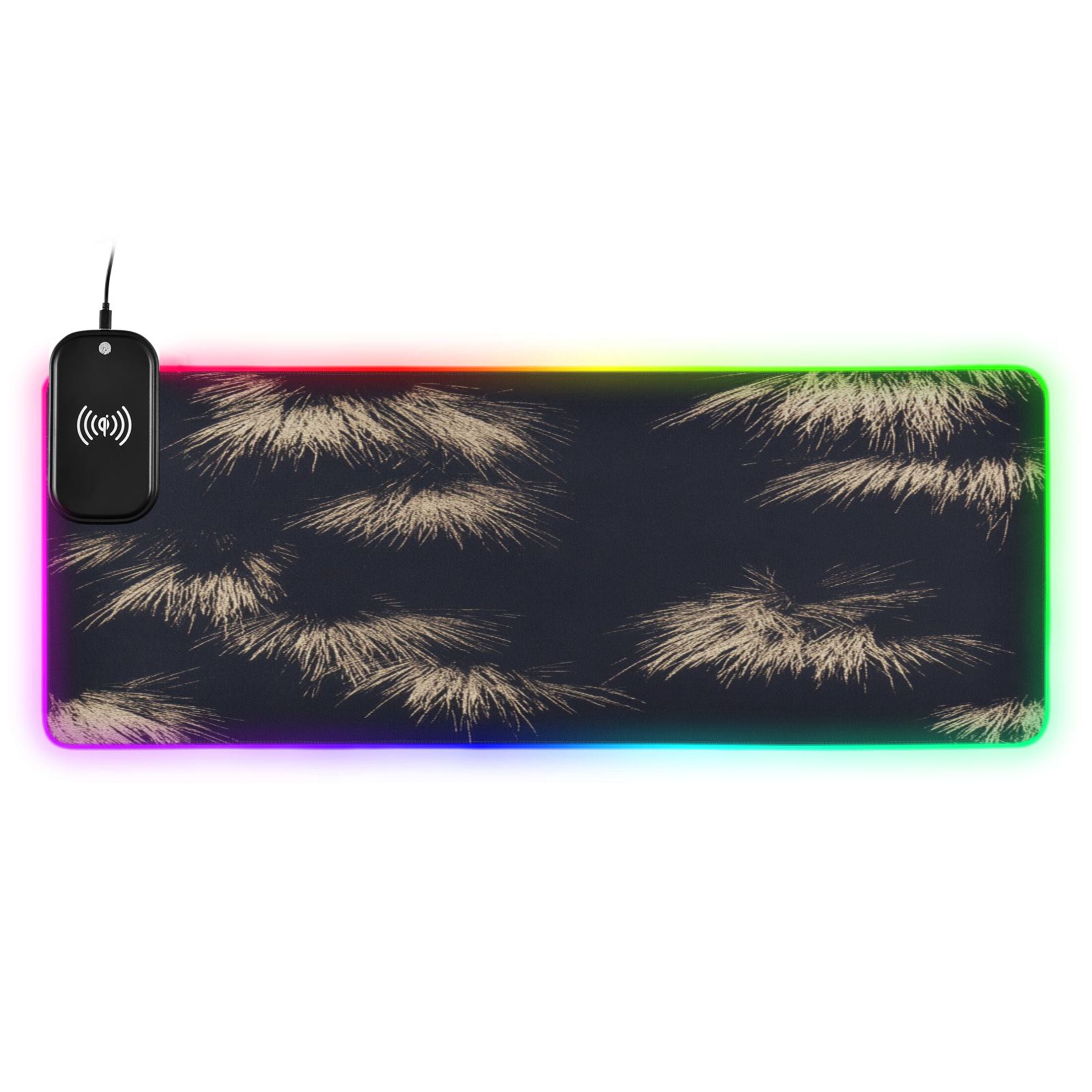 Artistic Fireworks Design Large RGB Gaming Mouse Pad with Fast Wireless ...