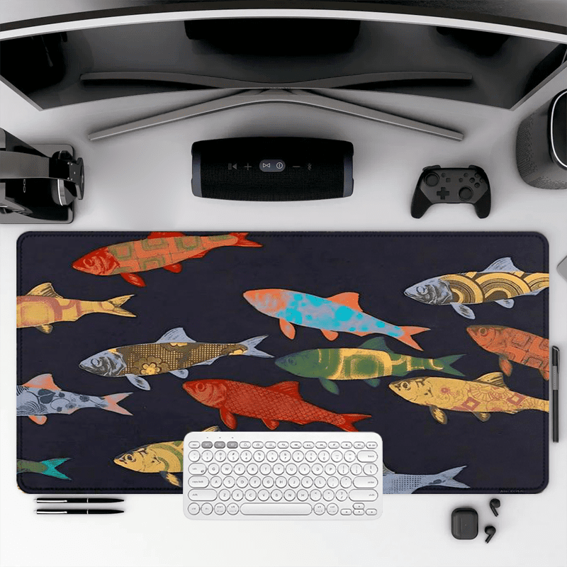 Artistic Fish Print Rubber Mouse Pad 35.4 x 15.8 inches for Office and ...