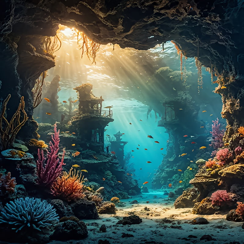 [Artistic Flair] 3D Underwater Scene Aquarium Background - Vibrant ...