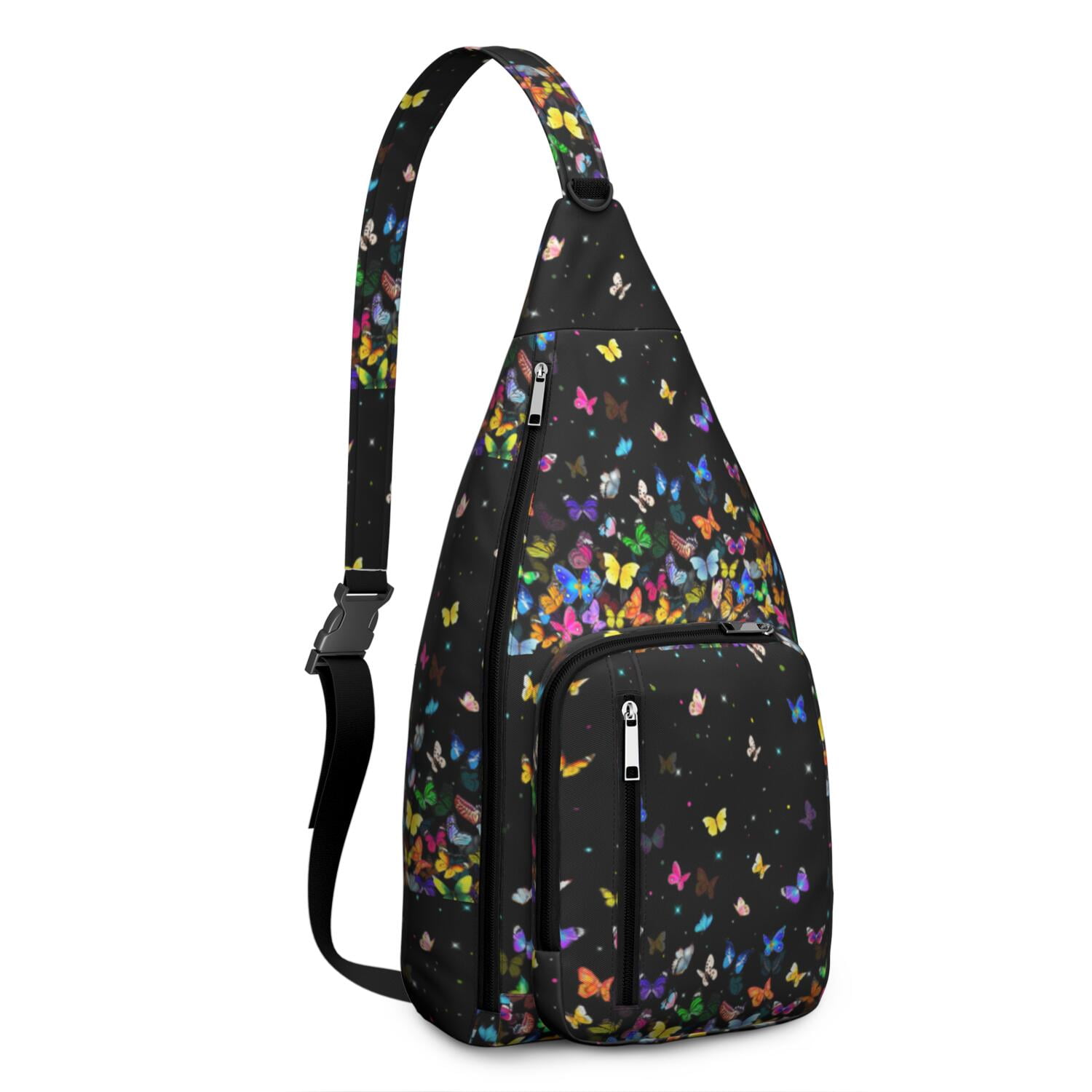 Artistic Floral Crossbody Bag - Waterproof Butterflies Design Sling ...