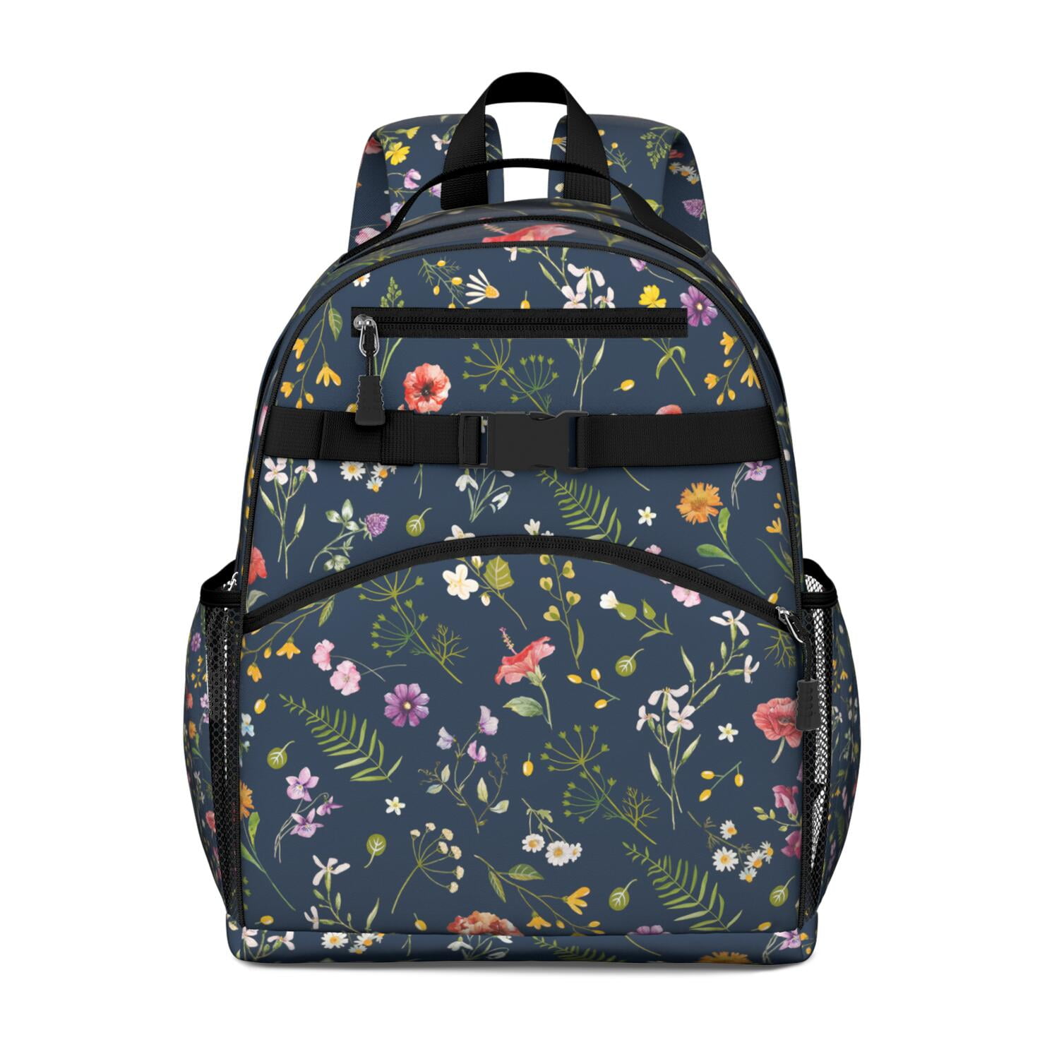 Artistic Floral Design Ergonomic Backpack for Students with Heavy Loads ...