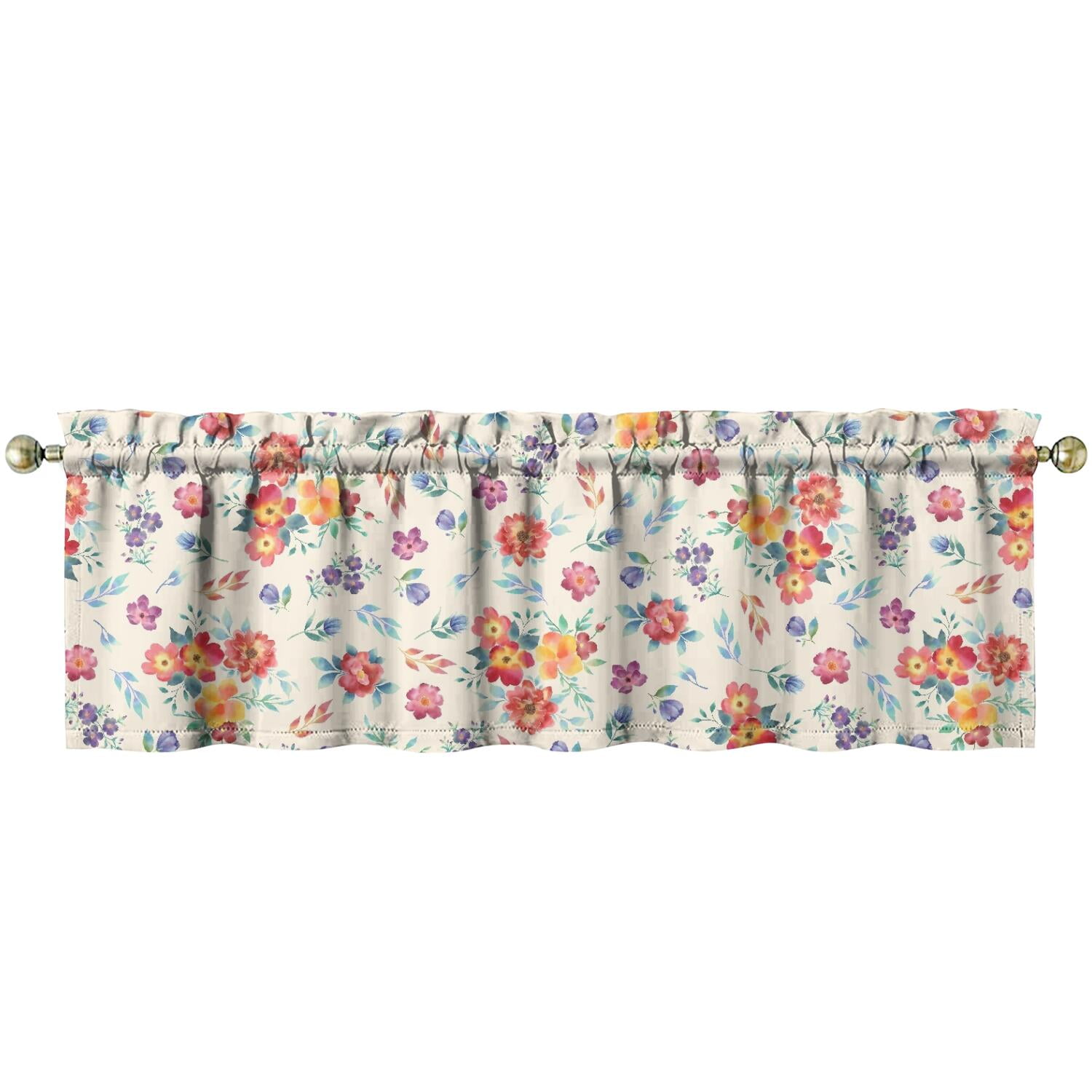 Artistic Floral Design Valance 54 Inch Wide Farmhouse Style Short ...