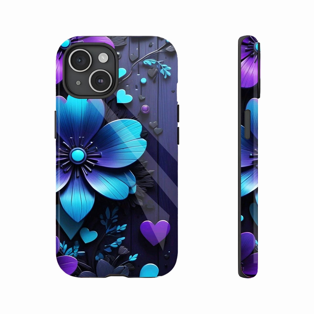 Artistic Floral Heart Phone Case for iPhone 11/12/13/14/15/16 Pro Max ...