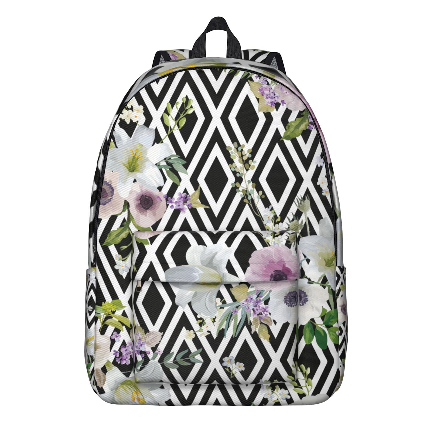 Artistic Floral Pattern Backpack – Watercolor Bloom Design, Oxford ...