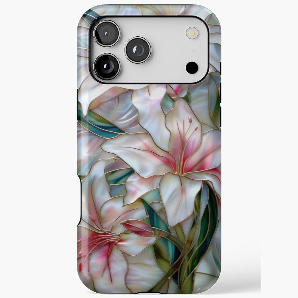 Artistic Floral Stained Glass Elegant LilyPhone Case for iPhone 17 16 ...