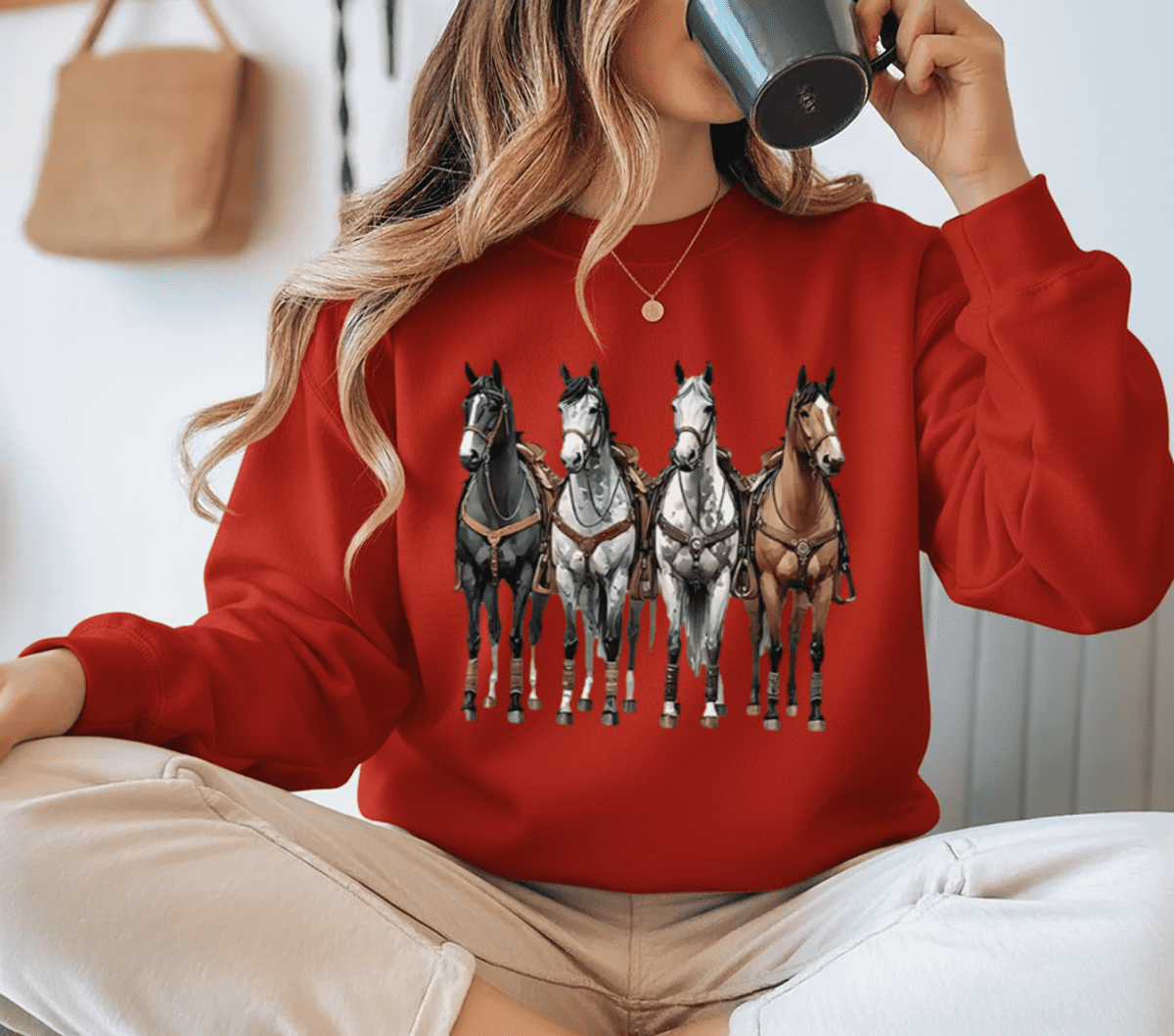 Artistic Four Horse Herd Galloping Graphic Print Art Sweatshirt, up to Size 5XL - Walmart.com