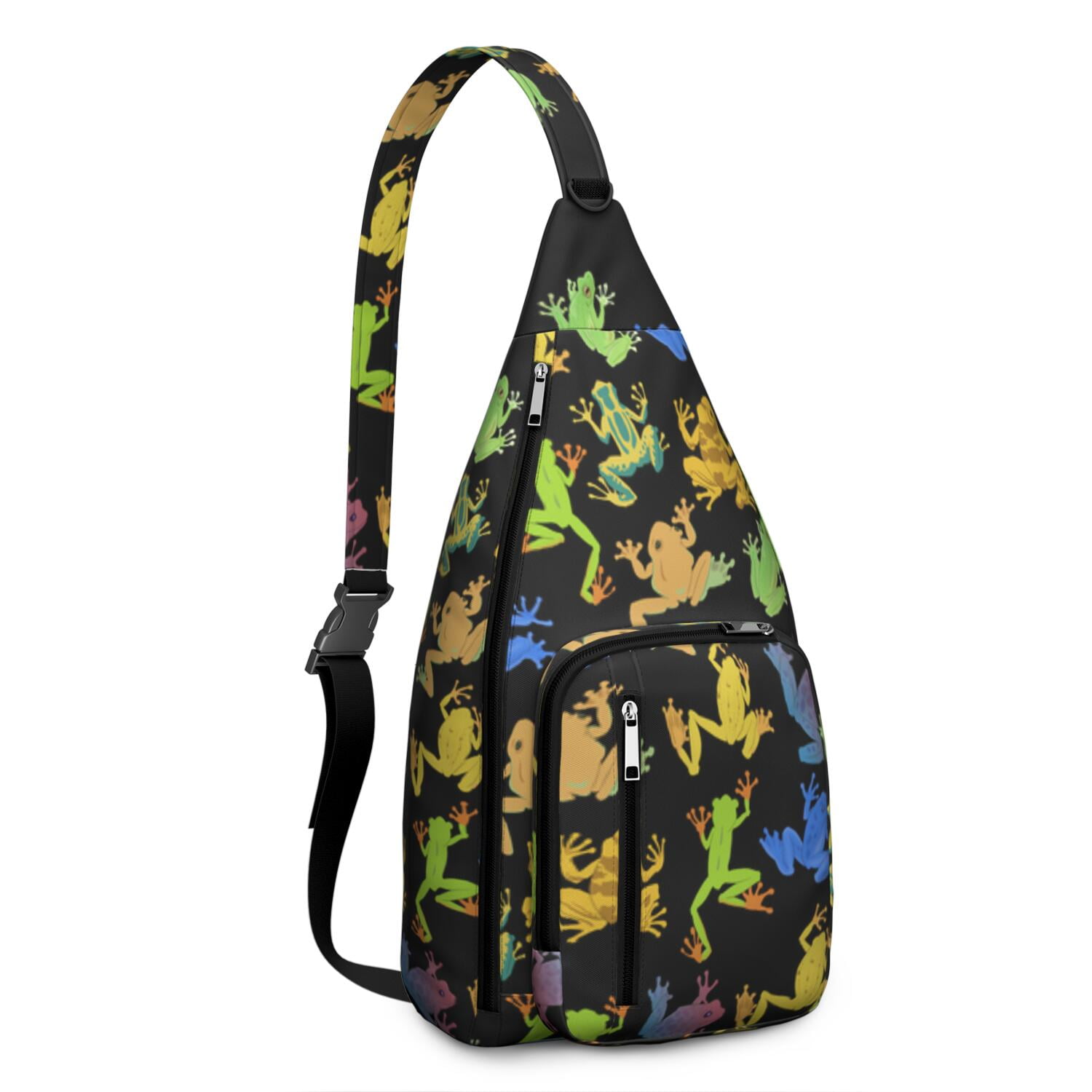 Artistic Frog & Floral Sling Backpack – Watercolor Tree Frog, Mushroom ...