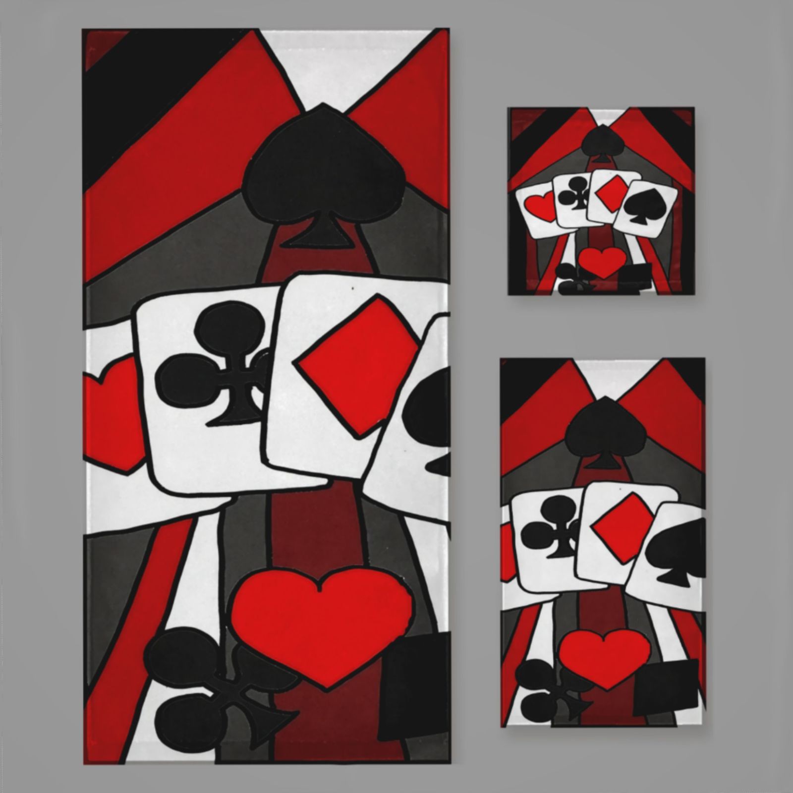 Artistic Fun Playing Cards Abstract Art Bath Towel Sets For Bathroom ...