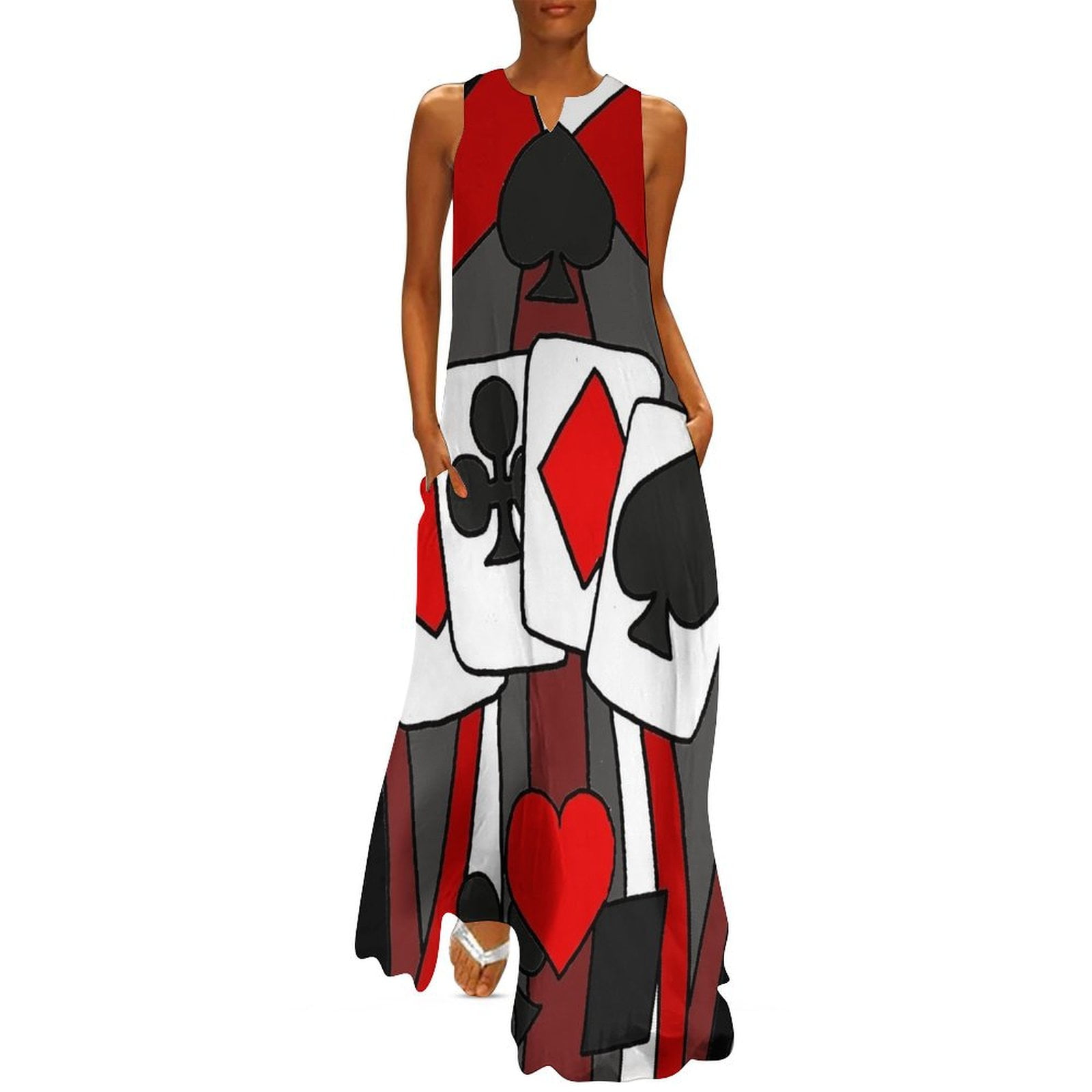 Artistic Fun Playing Cards Abstract Art Long Dress Luxury Woman Evening ...