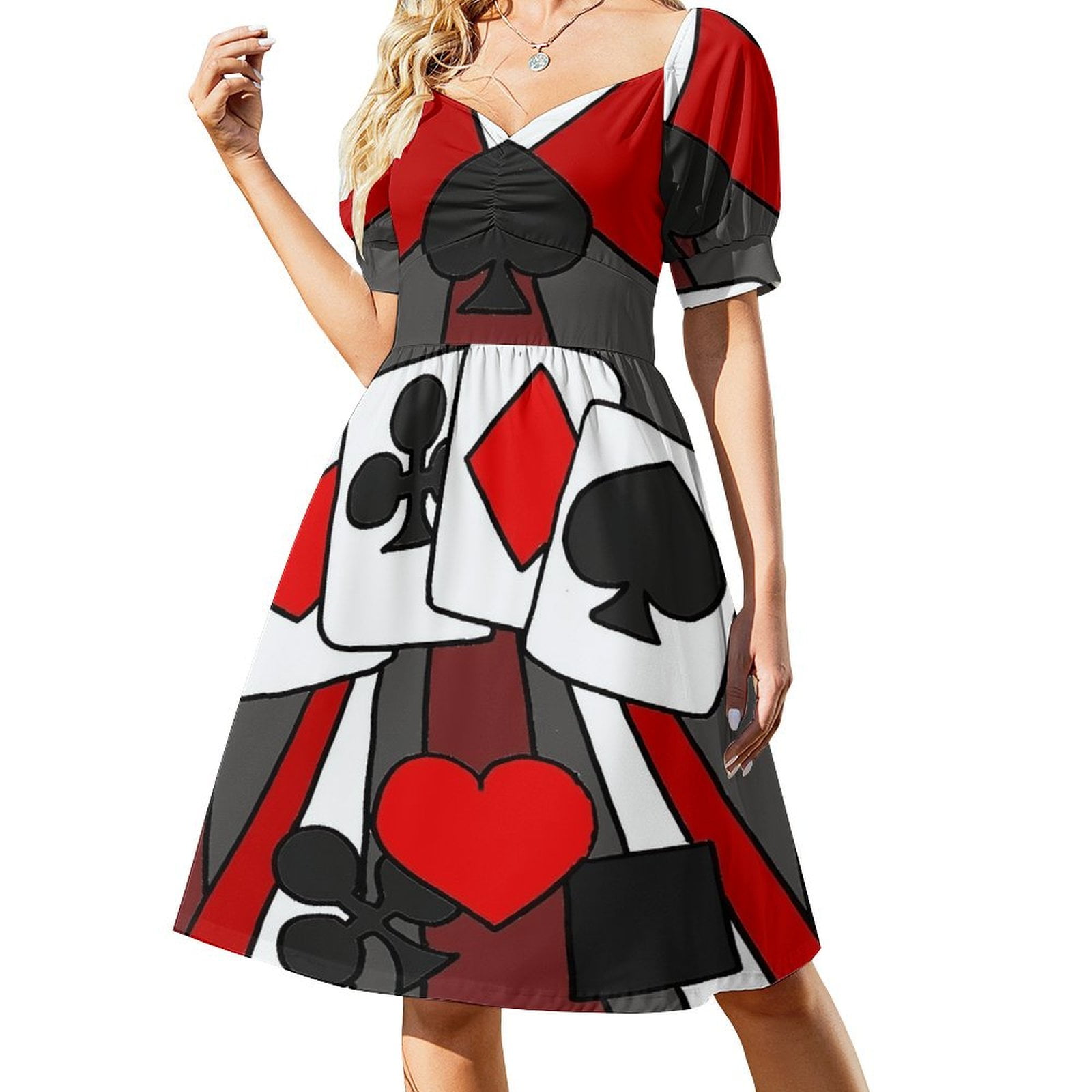 Artistic Fun Playing Cards Abstract Art Short Sleeve Dress Clothes ...