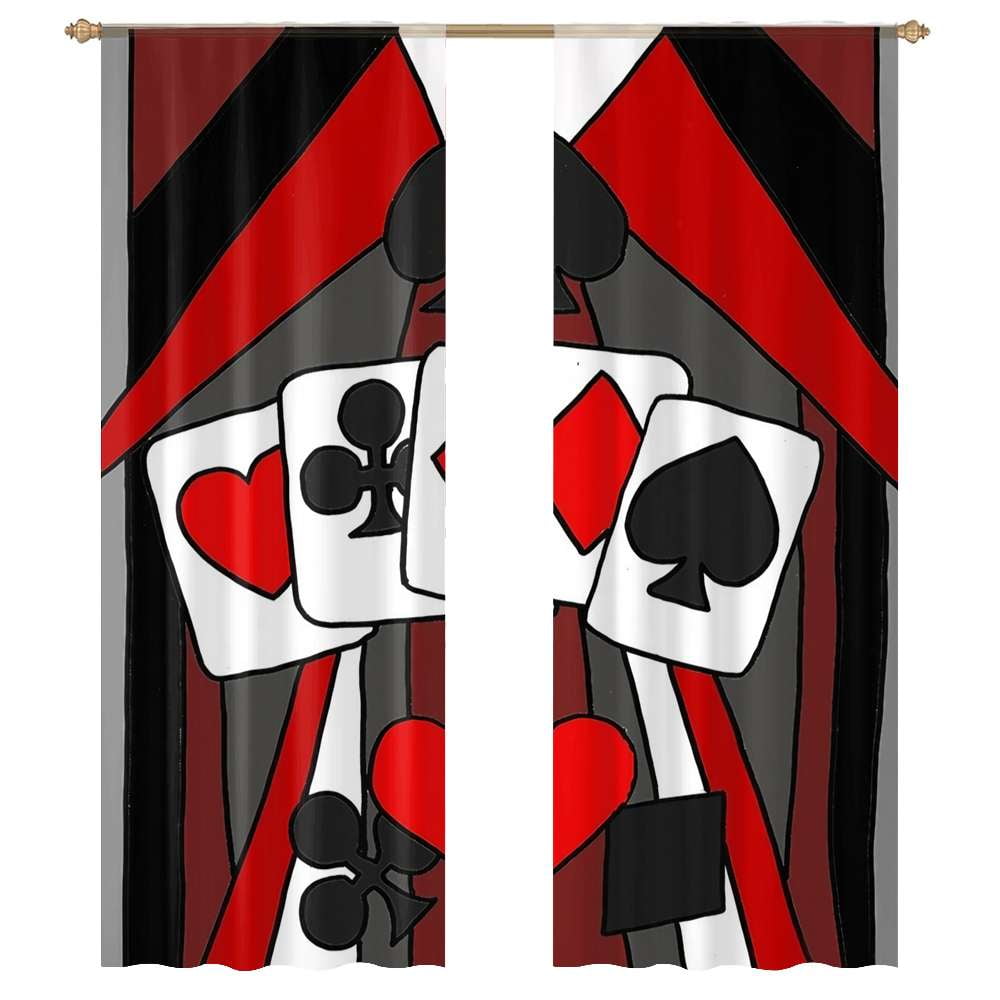 Artistic Fun Playing Cards Abstract Art Tulle Curtains For Living Room ...