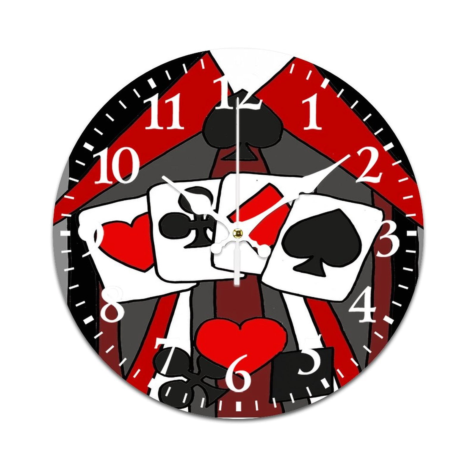 Artistic Fun Playing Cards Abstract Art Wall Clock Modern Design Clocks ...