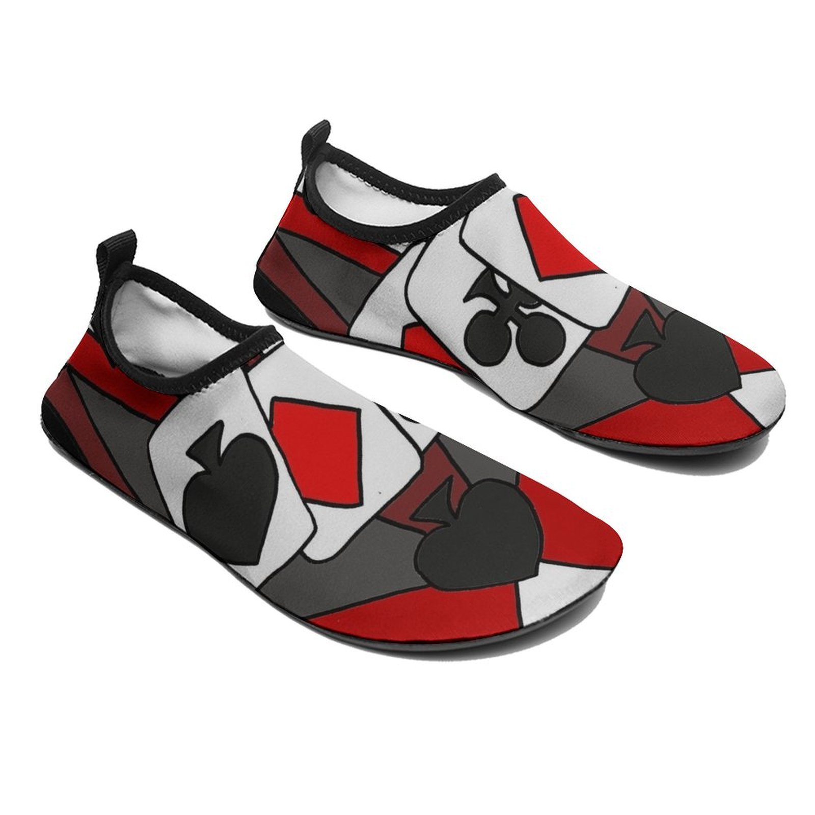 Artistic Fun Playing Cards Abstract Art Water Shoes Beach Slip-on Shoes ...