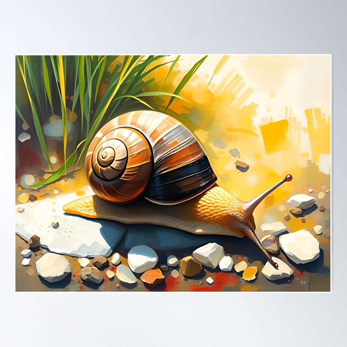 Artistic Garden Snail Forest Mollusk Wildlife Gastropod Poster Wall Art ...