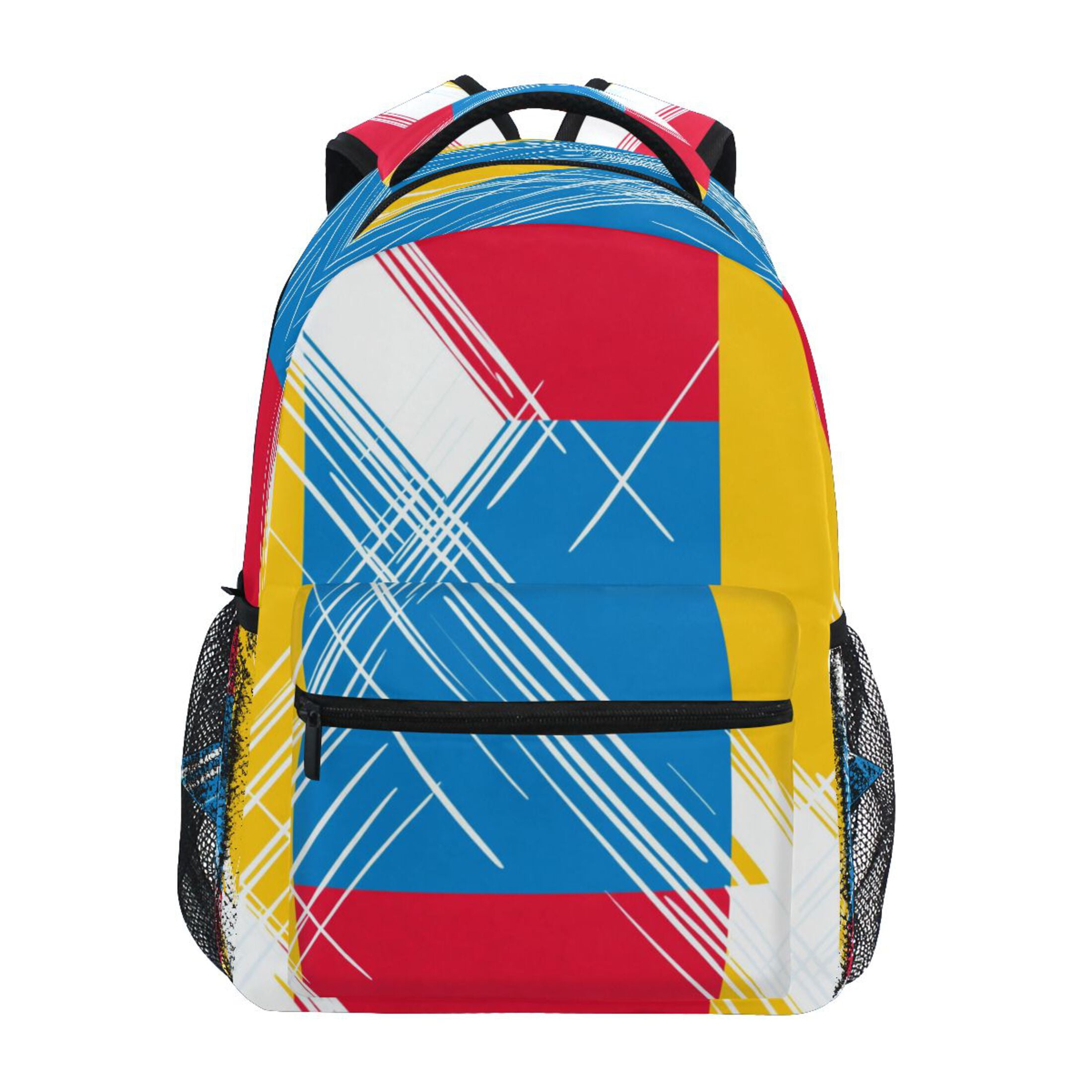 Artistic Geometric Patterns Stylish Large Backpack 15L Self-Standing Durable Twill for School ...
