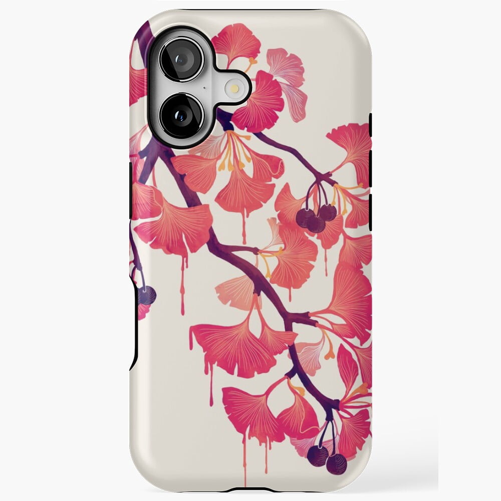 Artistic Ginkgo Biloba Leaves Drip Case iPhone 17 11 12 13 14 15 17 Pro ...