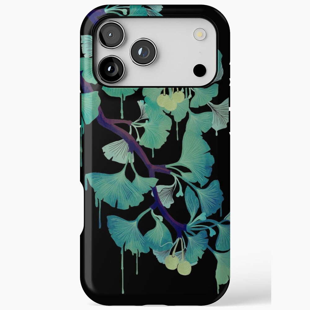 Artistic Ginkgo Drip for iPhone Case 11 through 17 Pro Max - Teal ...
