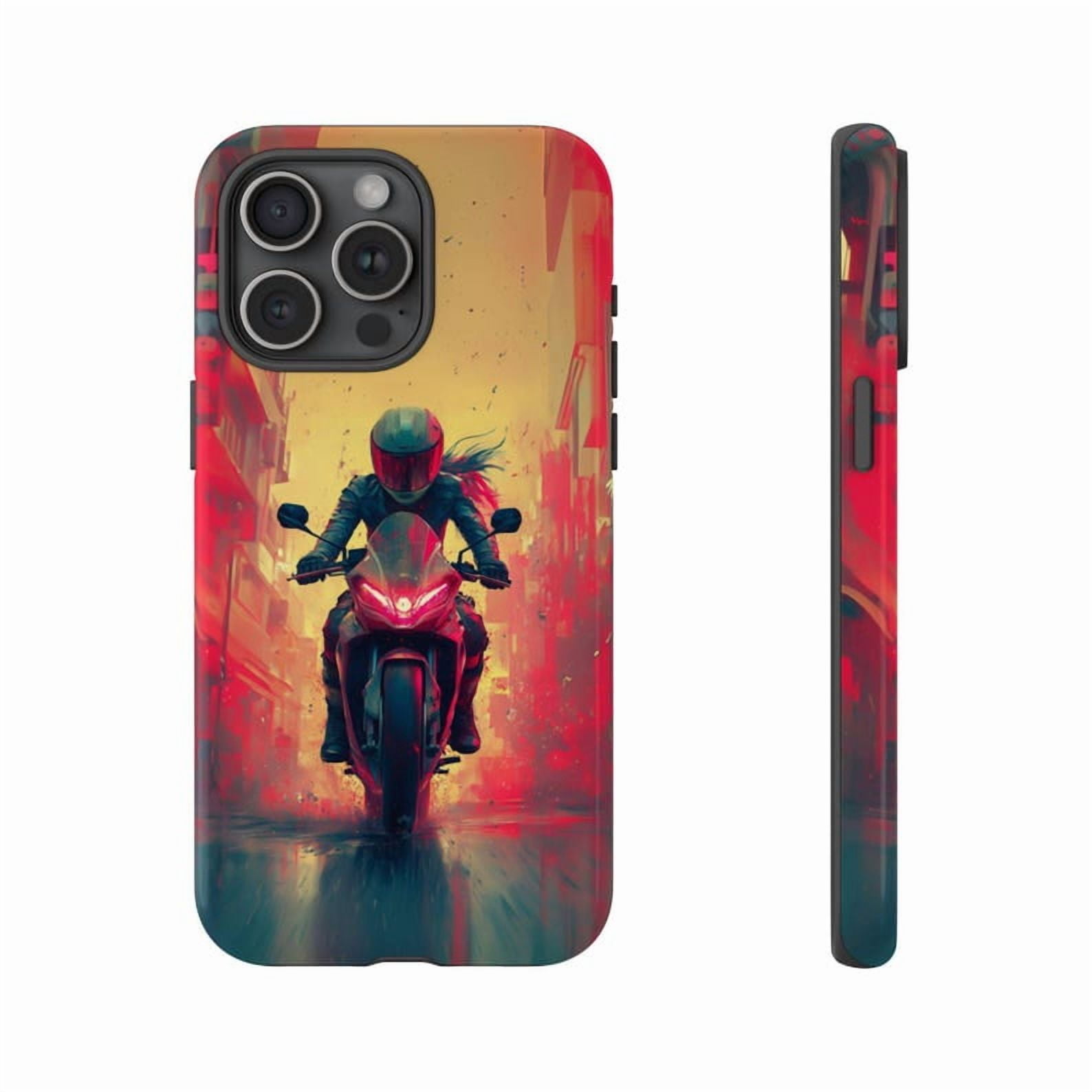Artistic Girl Riding Motorcycle Abstract Pattern Phone Case Creative ...