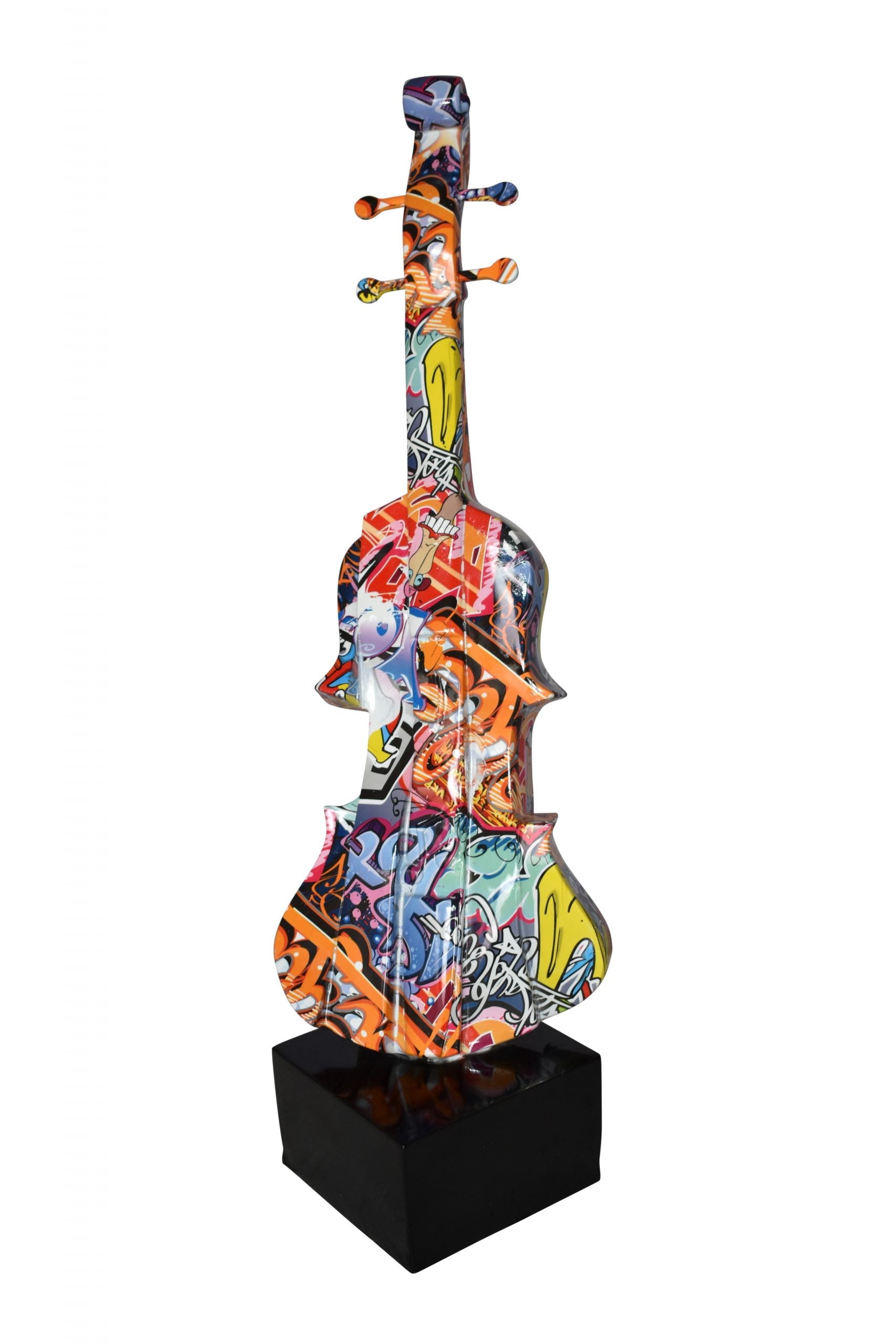 Nifao Artistic Graffiti Violin Resin Statue Mounted on a Base – Resin ...