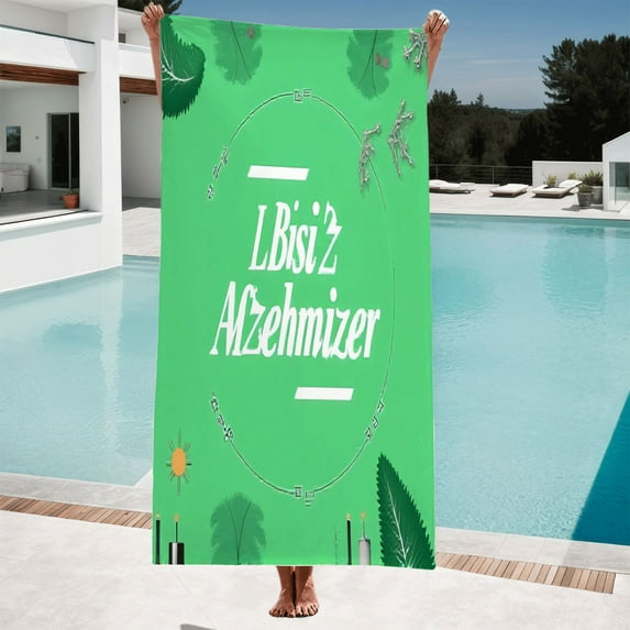Artistic Green Circular Design Towel - Stylish Leaves Sun & Geometric ...